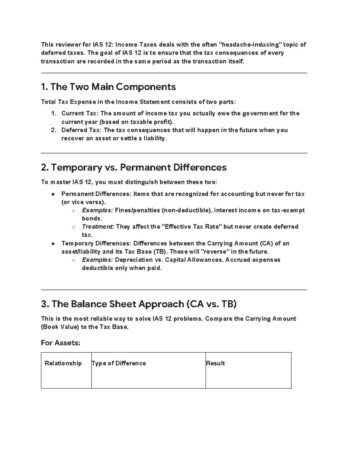 IAS 12 - Income Taxes: Understanding Deferred Taxes and Differences ...