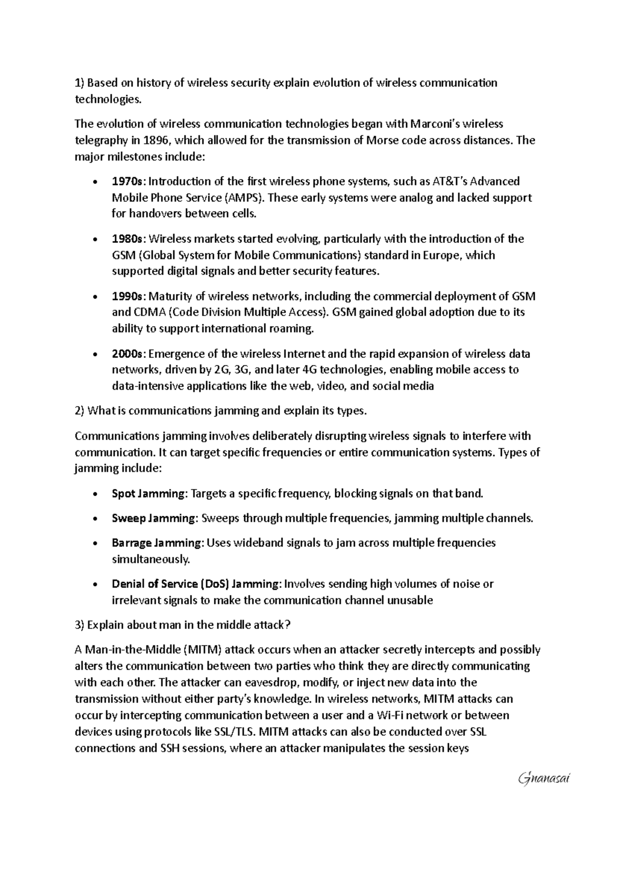 WNS MID-1 - Questions - Based on history of wireless security explain ...