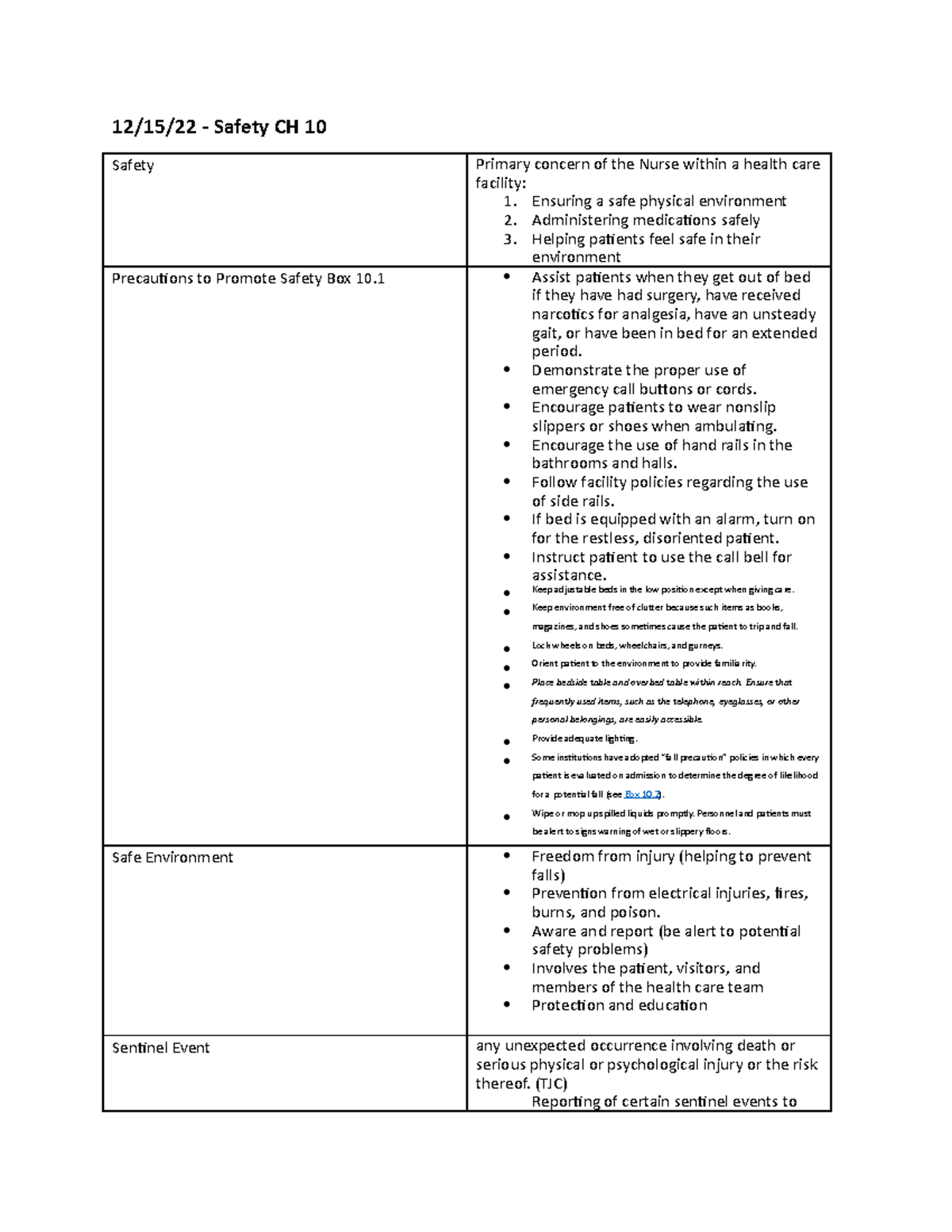 Safety CH 10 - Lecture Notes on Patient Protection and Risk Management ...