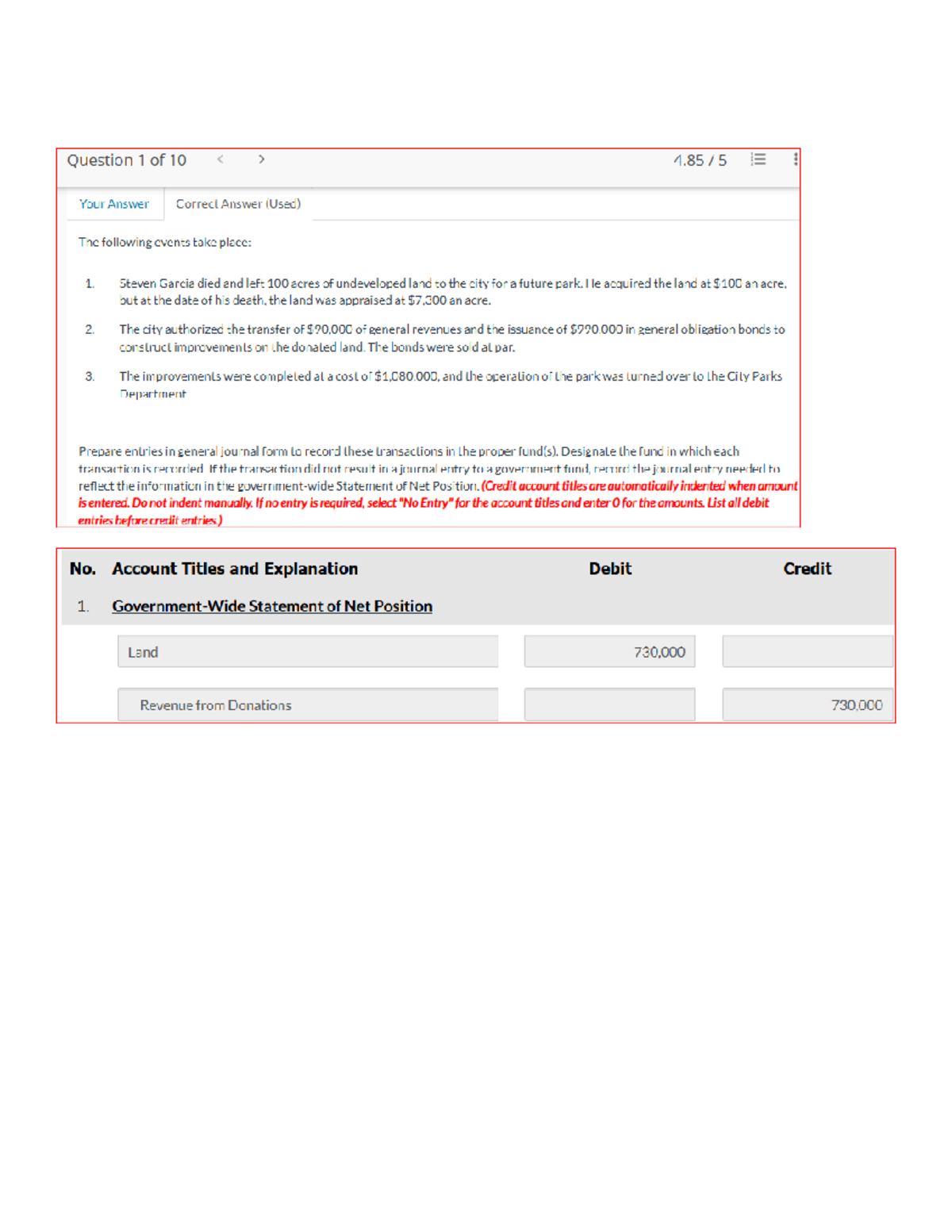 Module 6 Problem Set Q1: Journal Entries for Park Land Donation - Studocu