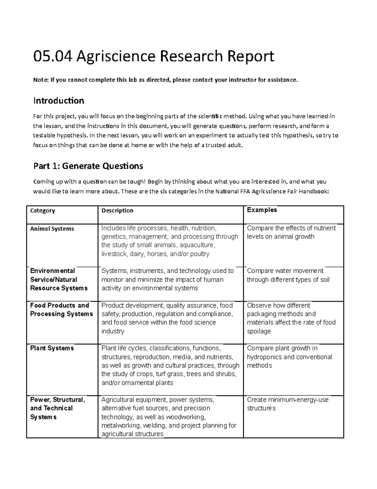 5.04 research - 05 Agriscience Research Report Note: If you cannot ...