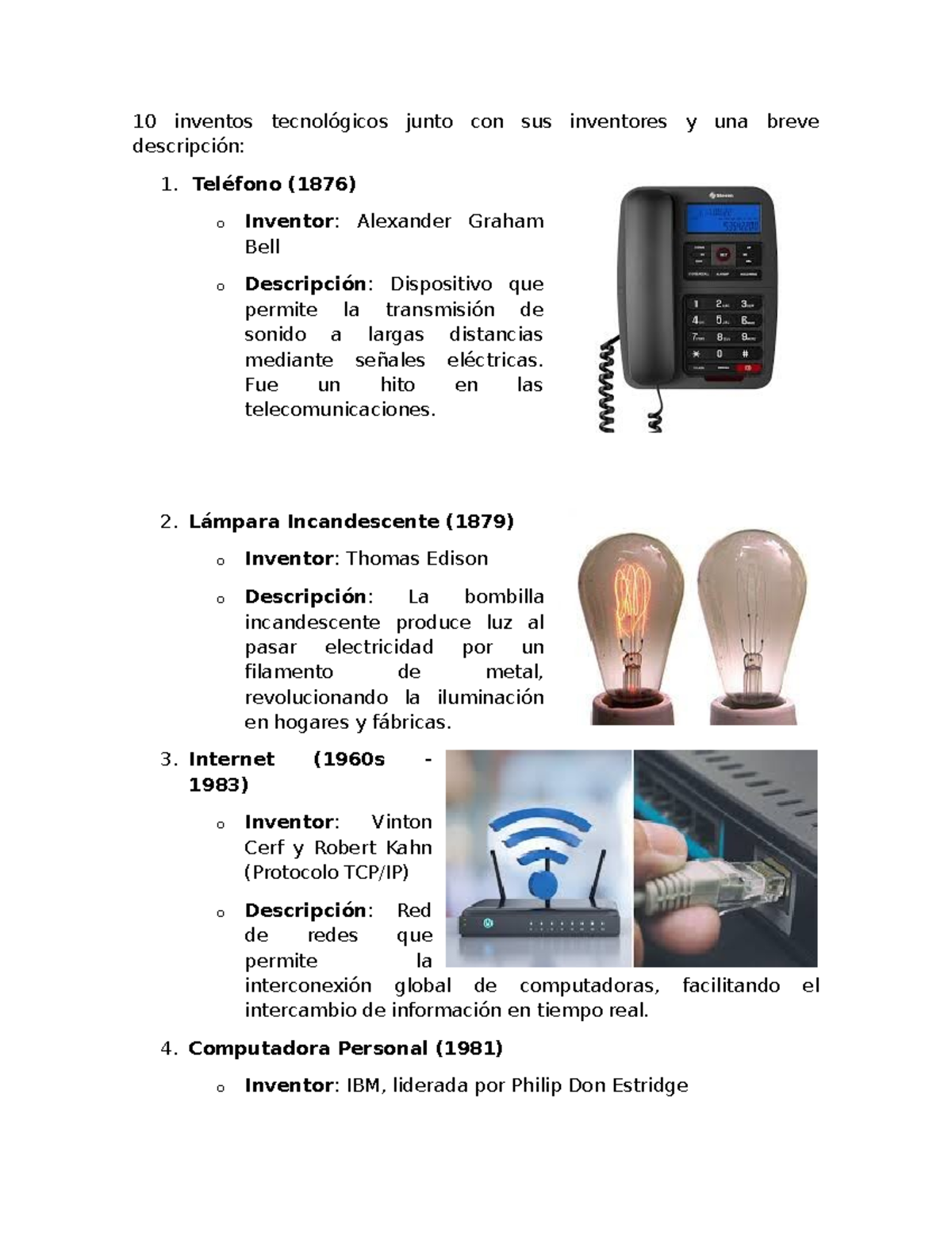 10 Inventos Tecnológicos y sus Inventores: Innovaciones Clave - Studocu
