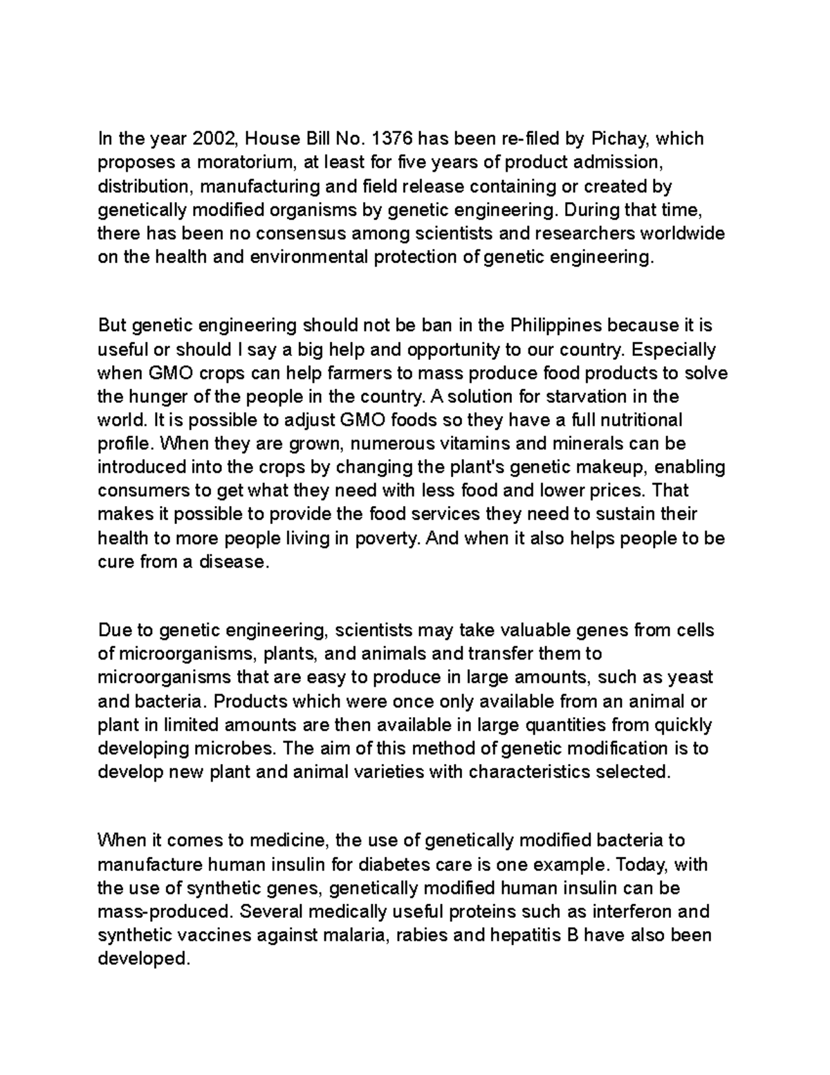 Should Genetic Engineering BE Banned IN THE Philippines - In the year ...