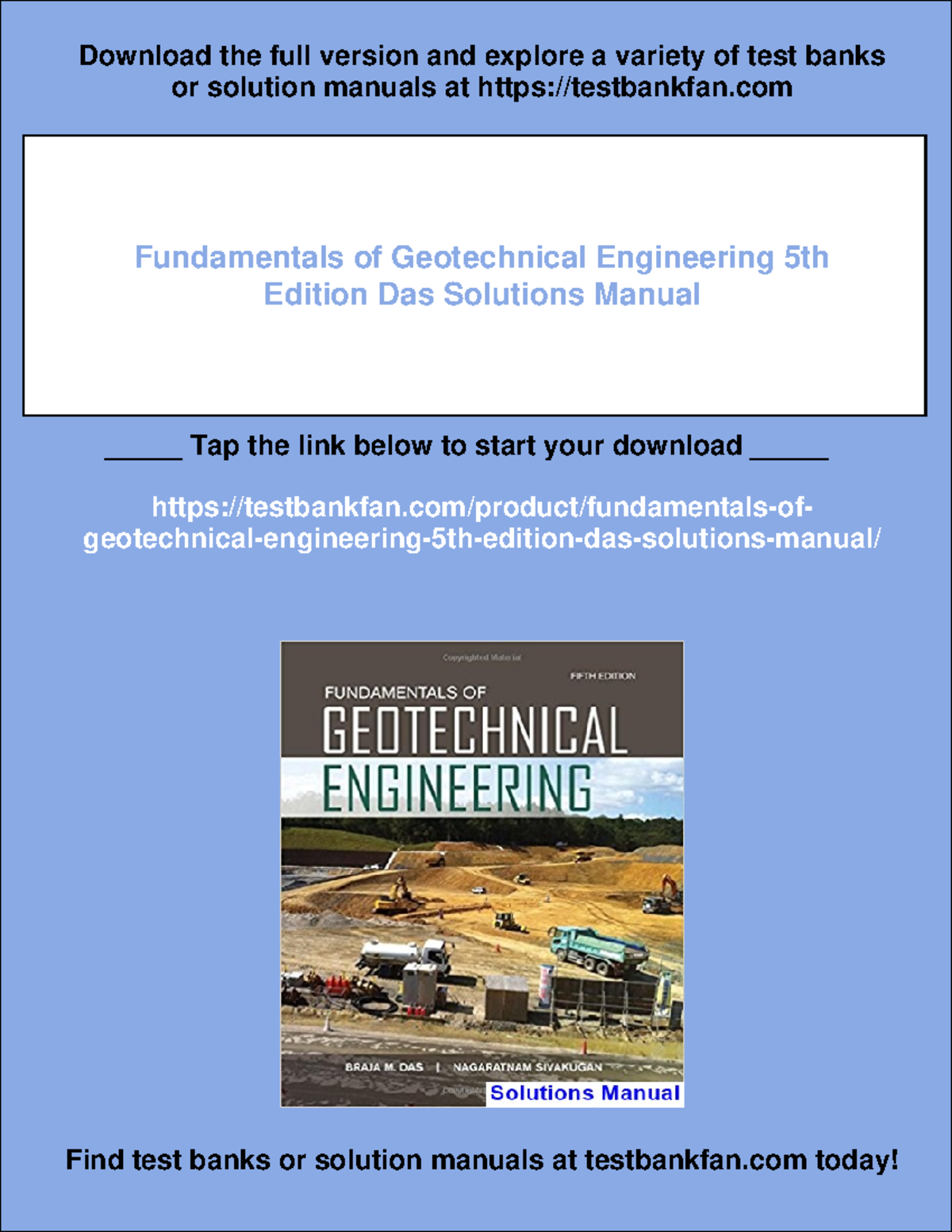 Fundamentals of Geotechnical Engineering 5th Ed. Das Solutions Manual ...
