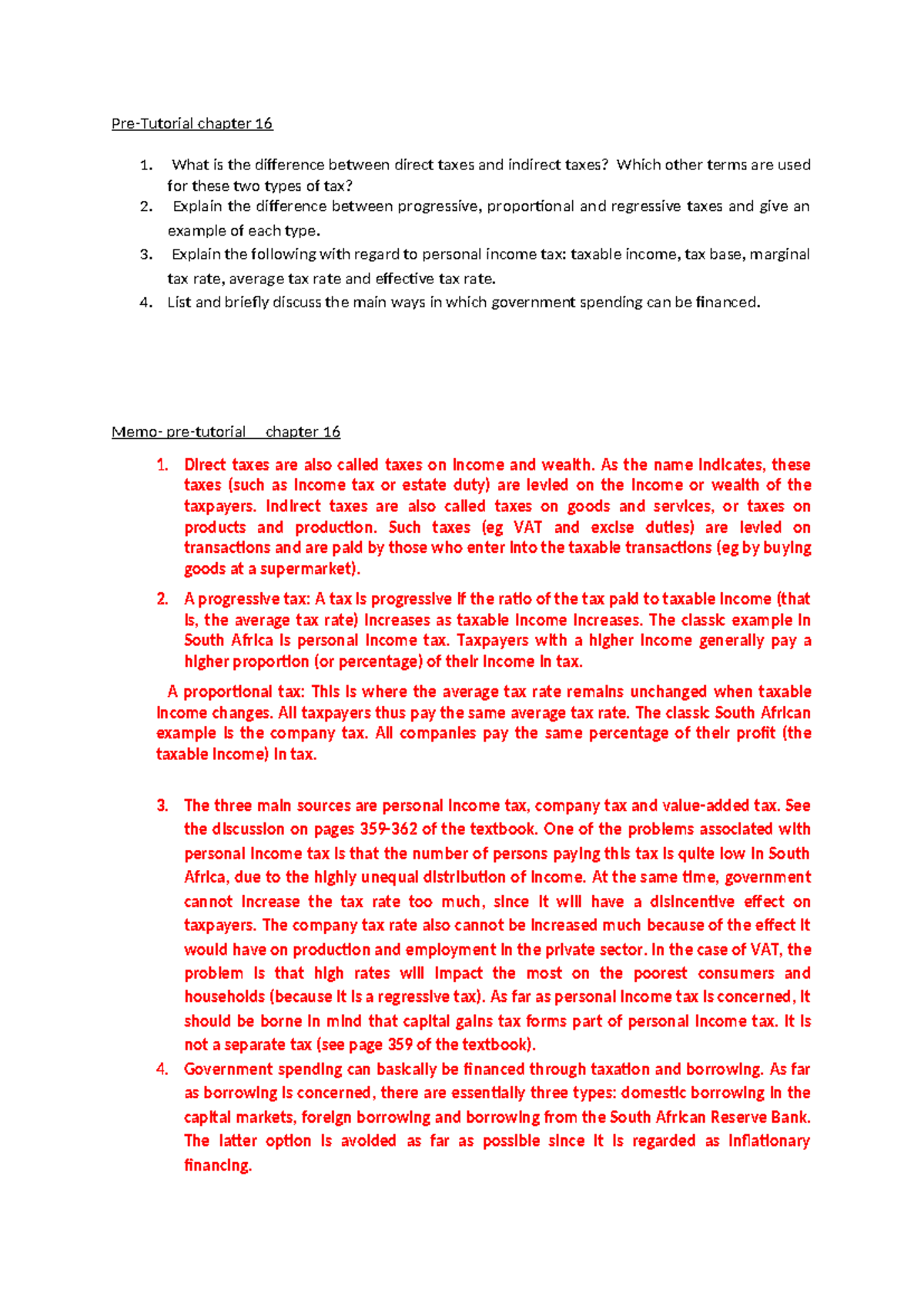 Chapter 16: Understanding Direct & Indirect Taxes (MEMO) - Studocu
