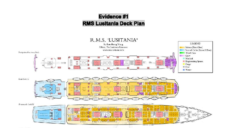 R.M.S. Lusitania Evidence: Deck Plans and Cargo Details - Studocu