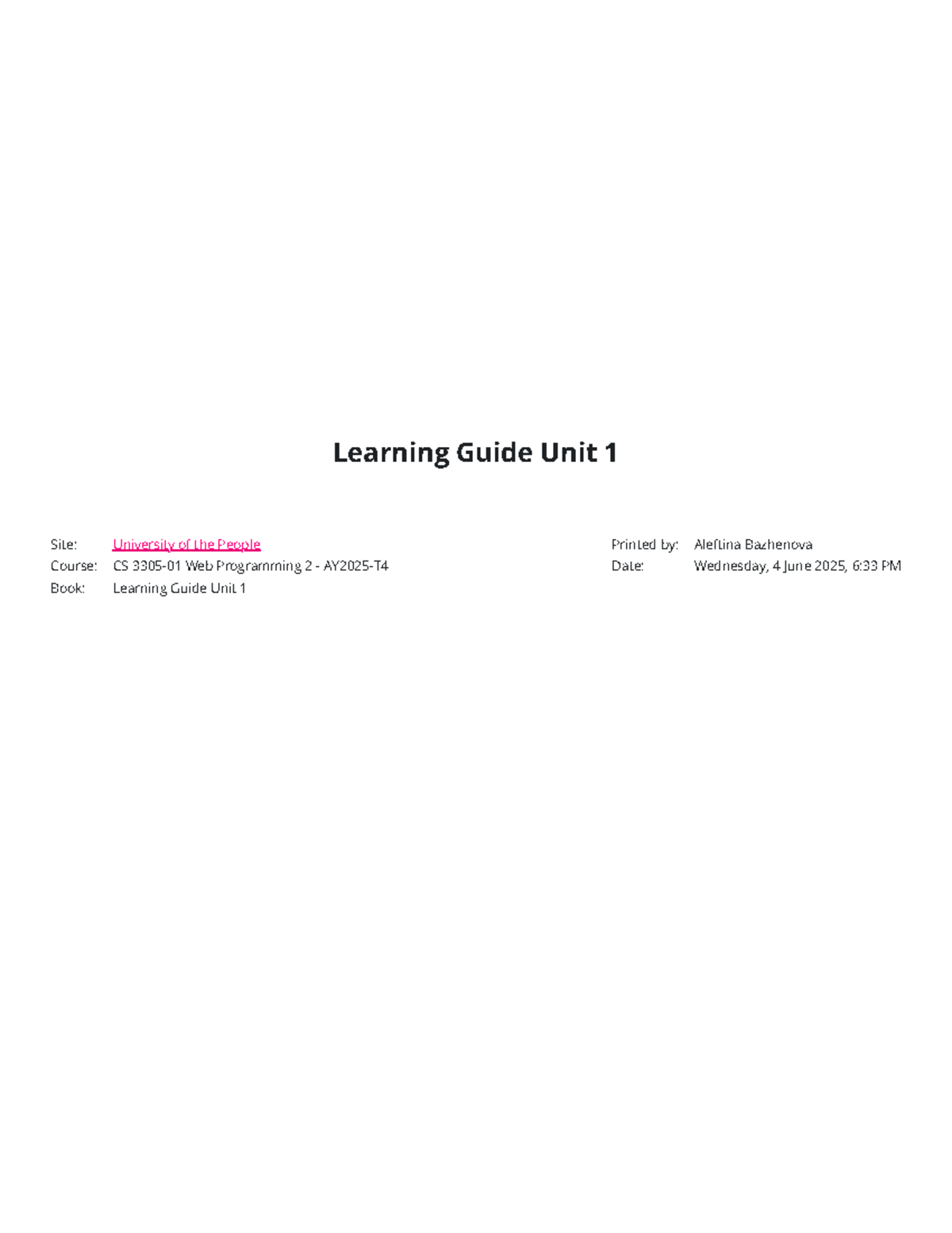 Learning Guide Unit 1: Introduction to Web 2.0 Technologies (CS Web ...