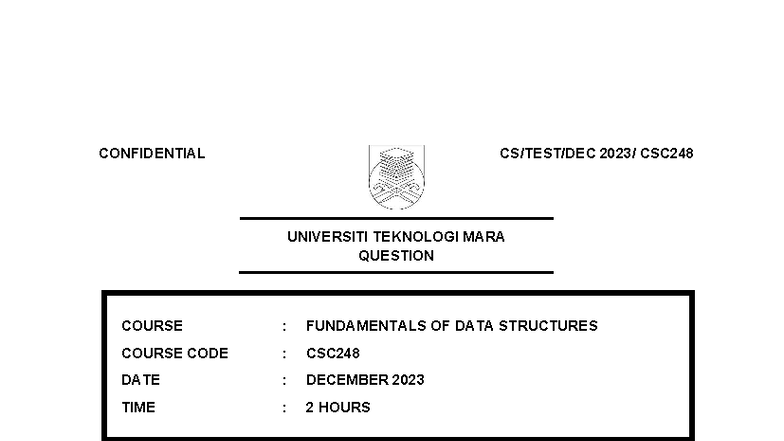 CSC248 Final Exam: Fundamentals of Data Structures - December 2023 - Studocu