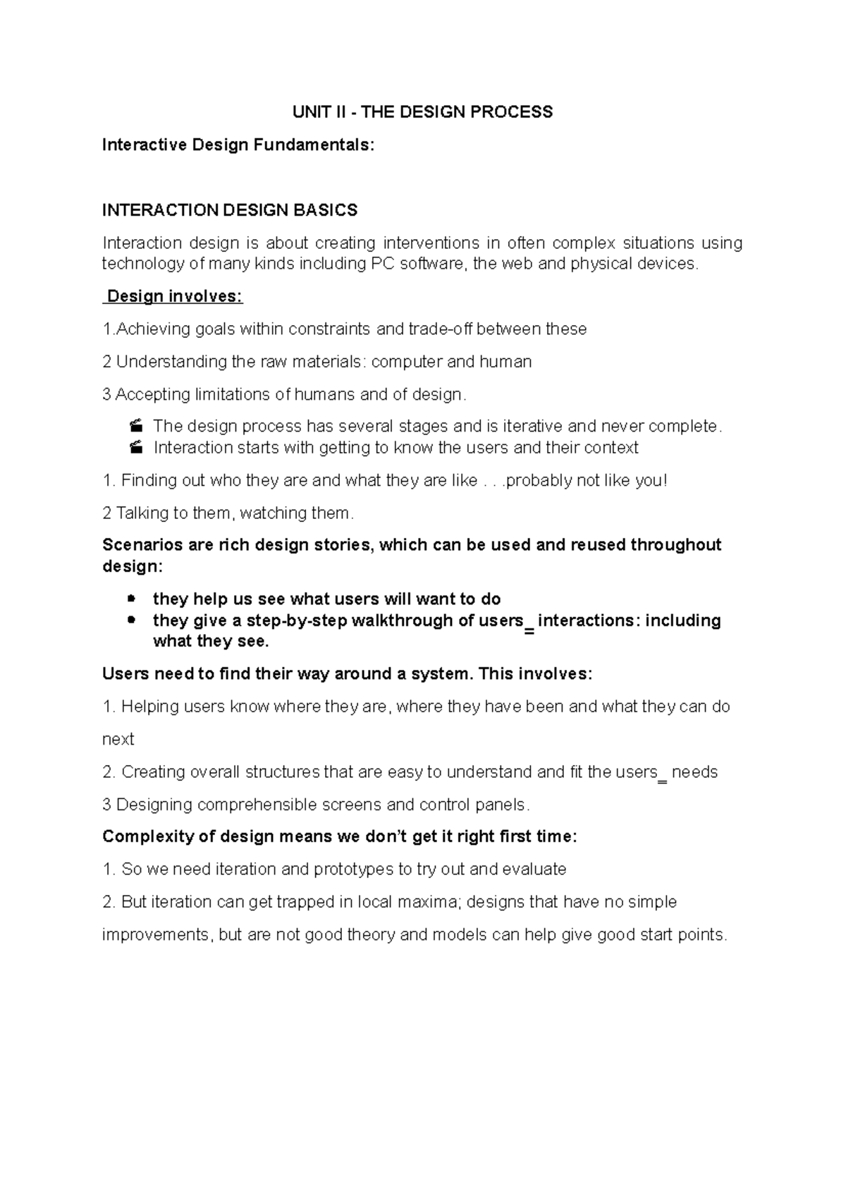 UNIT II: The Design Process in Interaction Design Fundamentals - Studocu