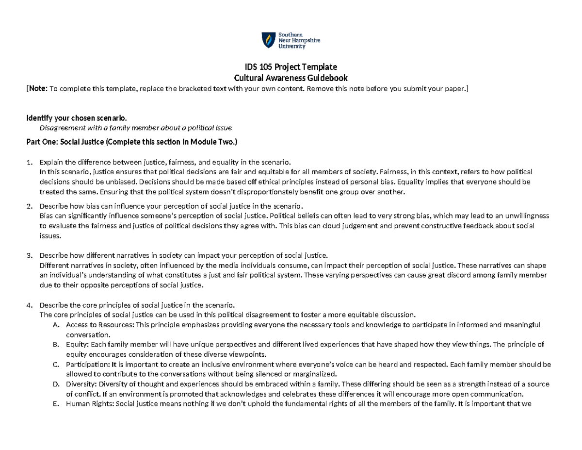 IDS 105 Project Draft: Enhancing Cultural Fluency & Social Justice ...