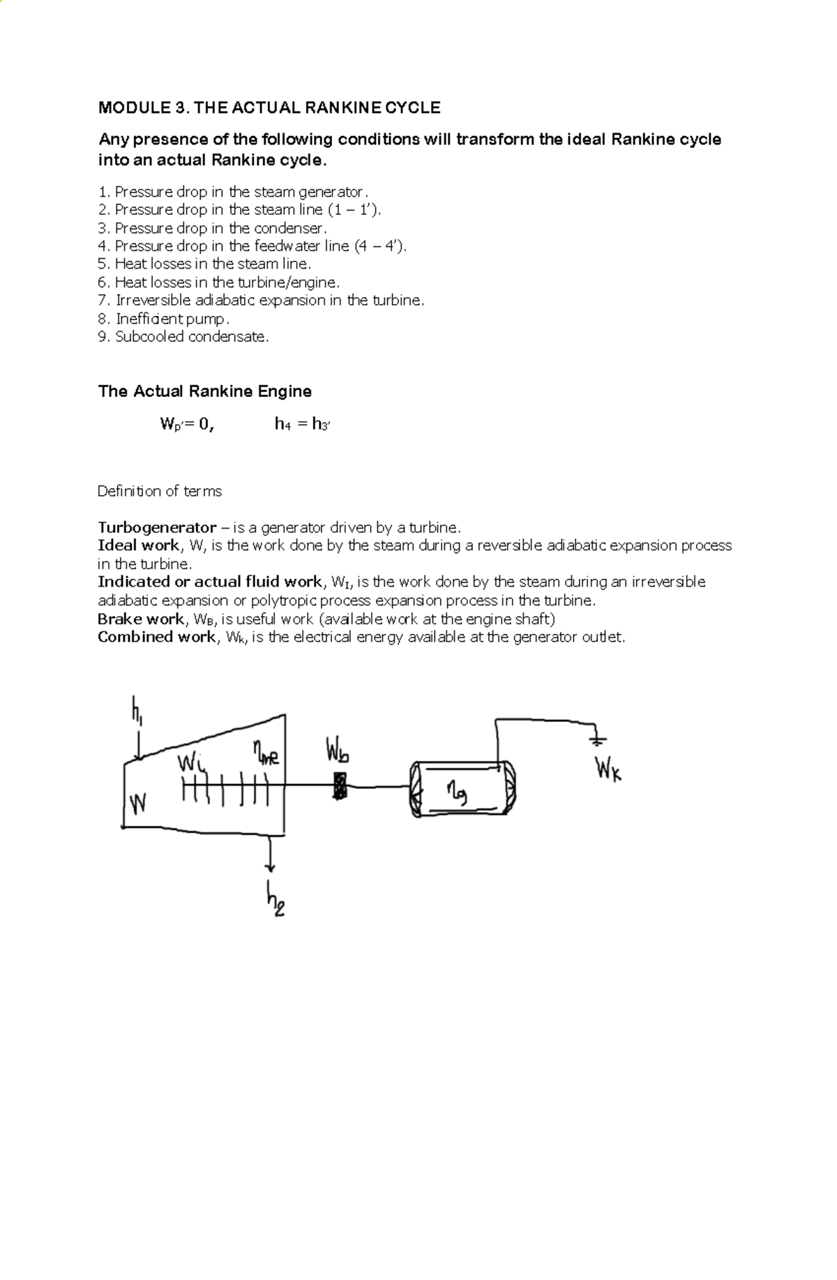 Module 3: Lesson 2 - Understanding the Actual Rankine Cycle - Studocu