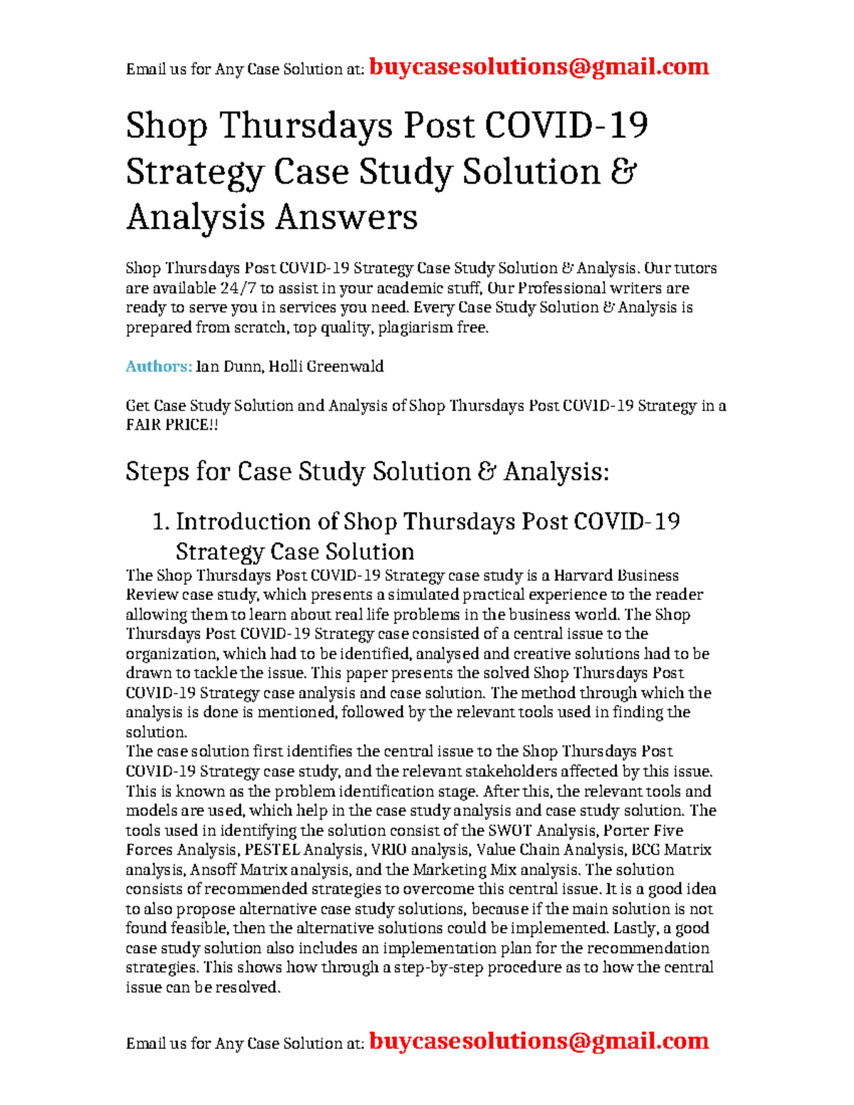 Case Study Solution & Analysis: Shop Thursdays Post COVID-19 Strategy ...