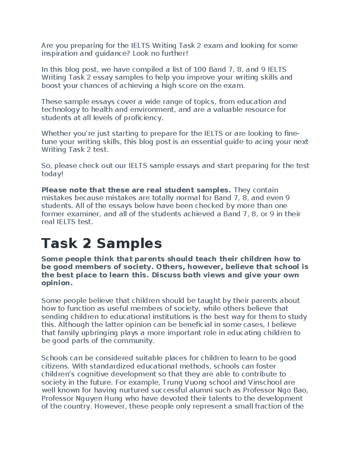 100 sample Ielts Writing Task 2 - Are you preparing for the IELTS ...