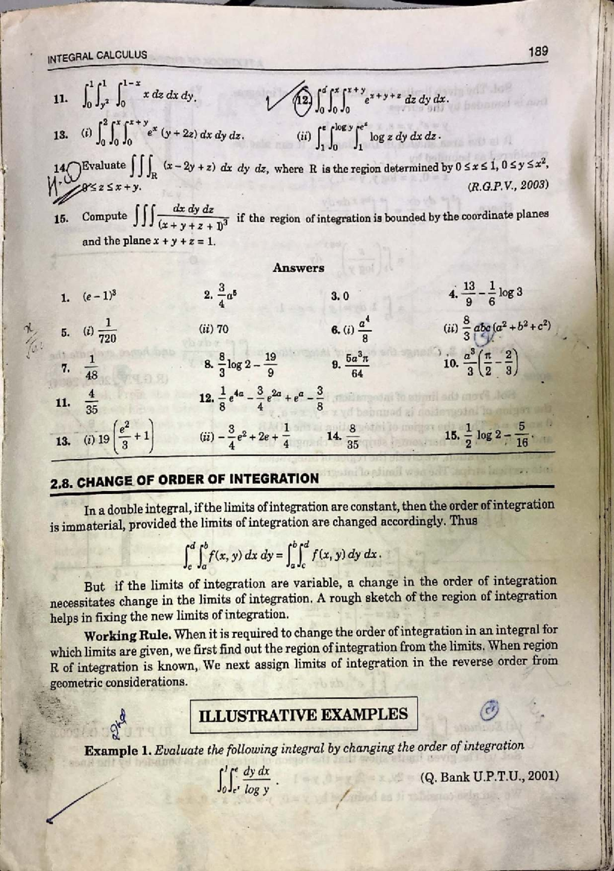 Integral Calculus 189: Change of Order of Integration Techniques - Studocu