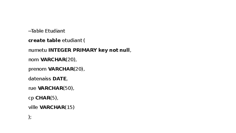 TP1 SQL - Création et Gestion de Tables 2025 - Studocu