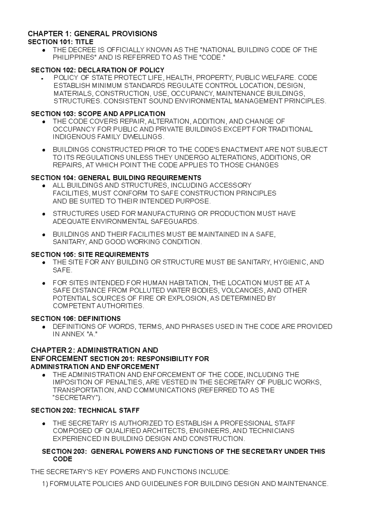 National- Building-CODE- Summary - CHAPTER 1: GENERAL PROVISIONS ...