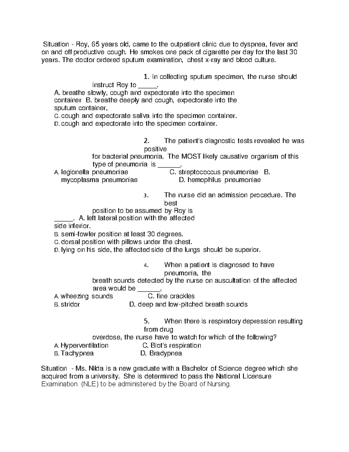 PNLE Exam Questions: Nursing Scenarios and Clinical Practice Insights ...