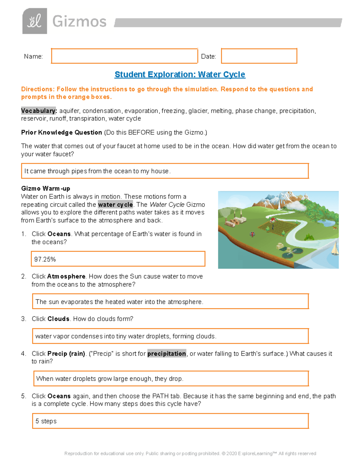 4 Hicks Water Cycle Gizmo Exploration Notes and Activities - Studocu