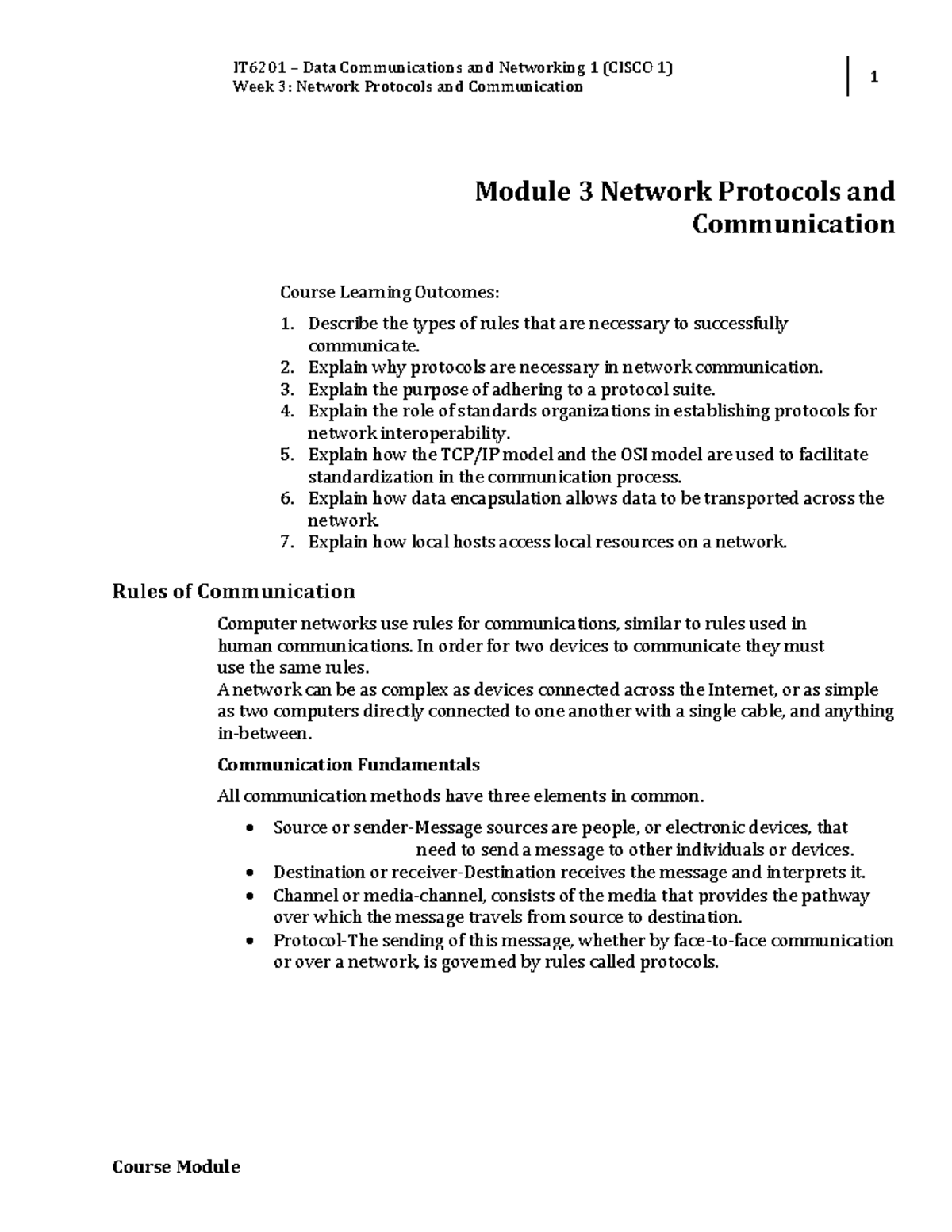 W3 Module: Understanding Network Protocols & Communication Basics - Studocu