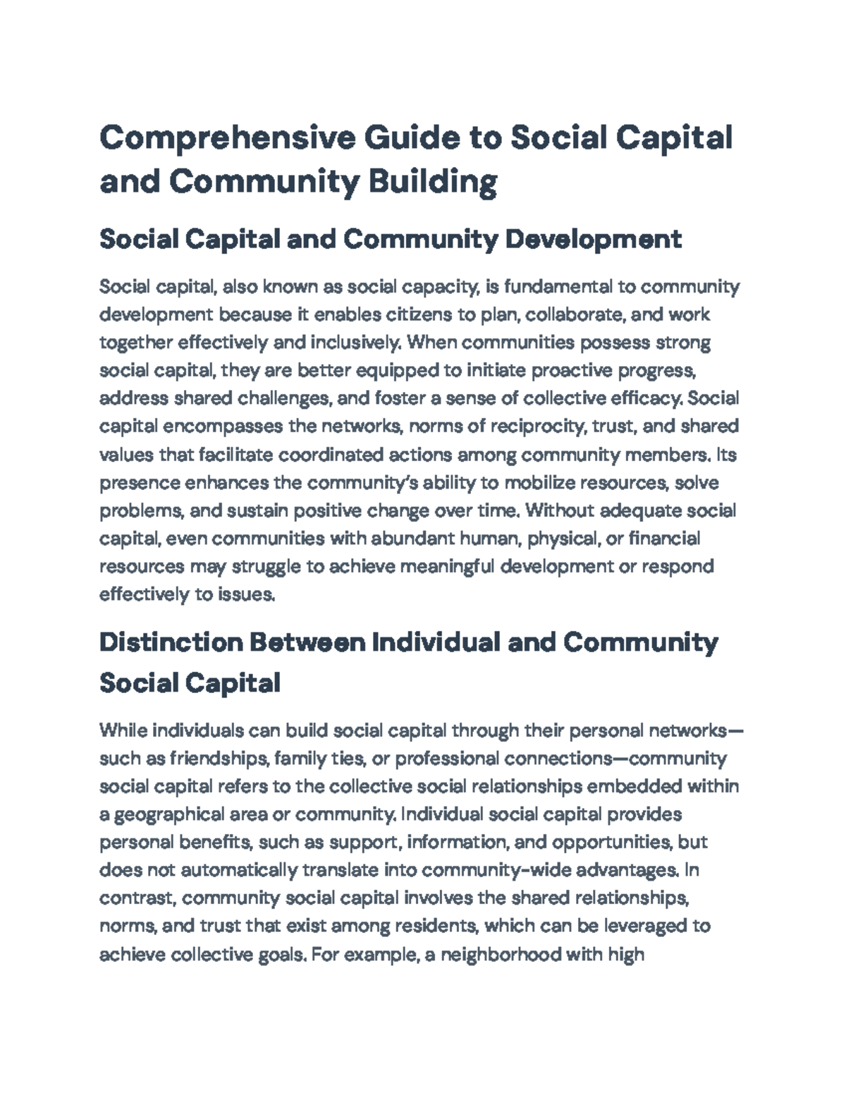 Comprehensive Guide to Social Capital & Community Development (SOC 101 ...