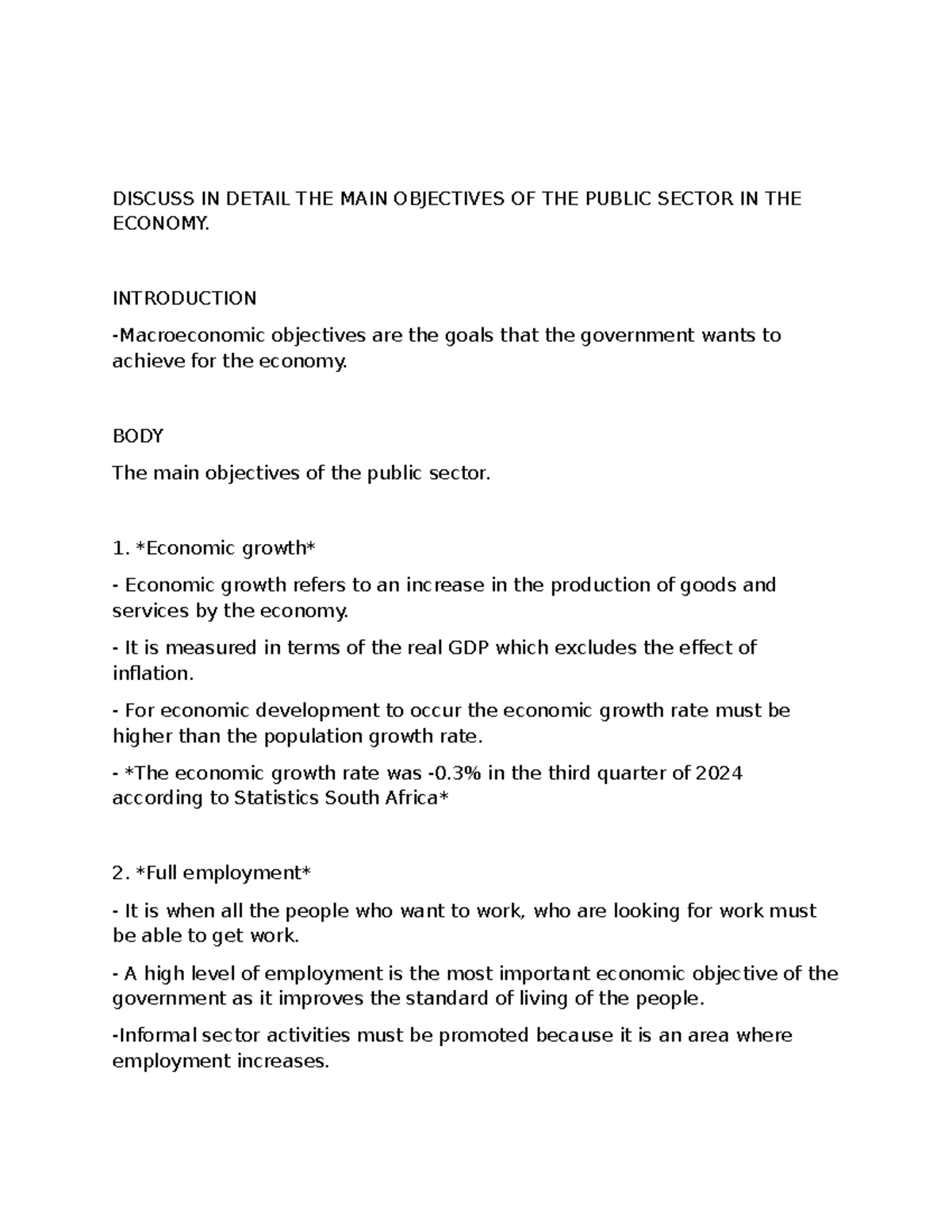Public Sector Objectives in the Economy: An In-Depth Analysis (Ema ...