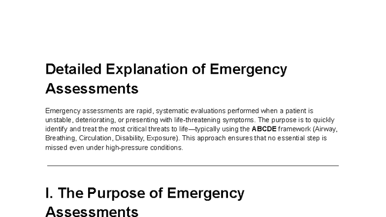 Emergency Assessment Study Guide: ABCDE Framework Explained - Studocu