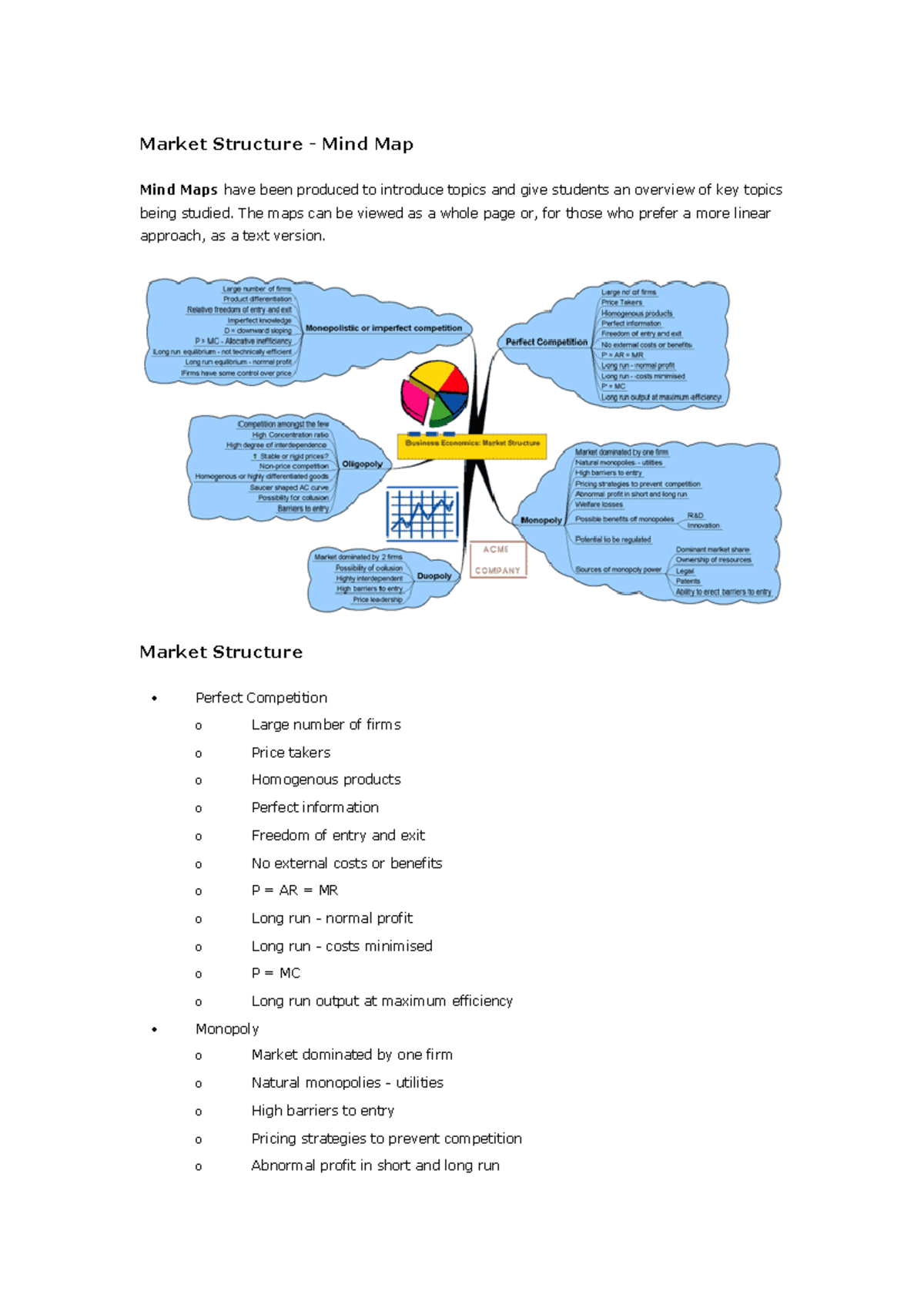 Market Structure Mind Map: Key Concepts & Overview - Studocu