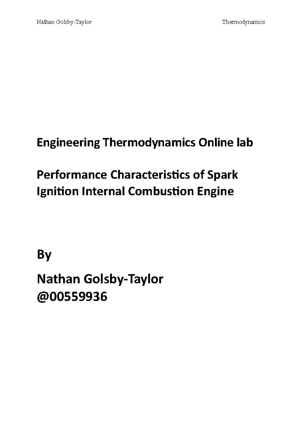Thermodynamics Heat engine Laboratory - Engineering Thermodynamics ...
