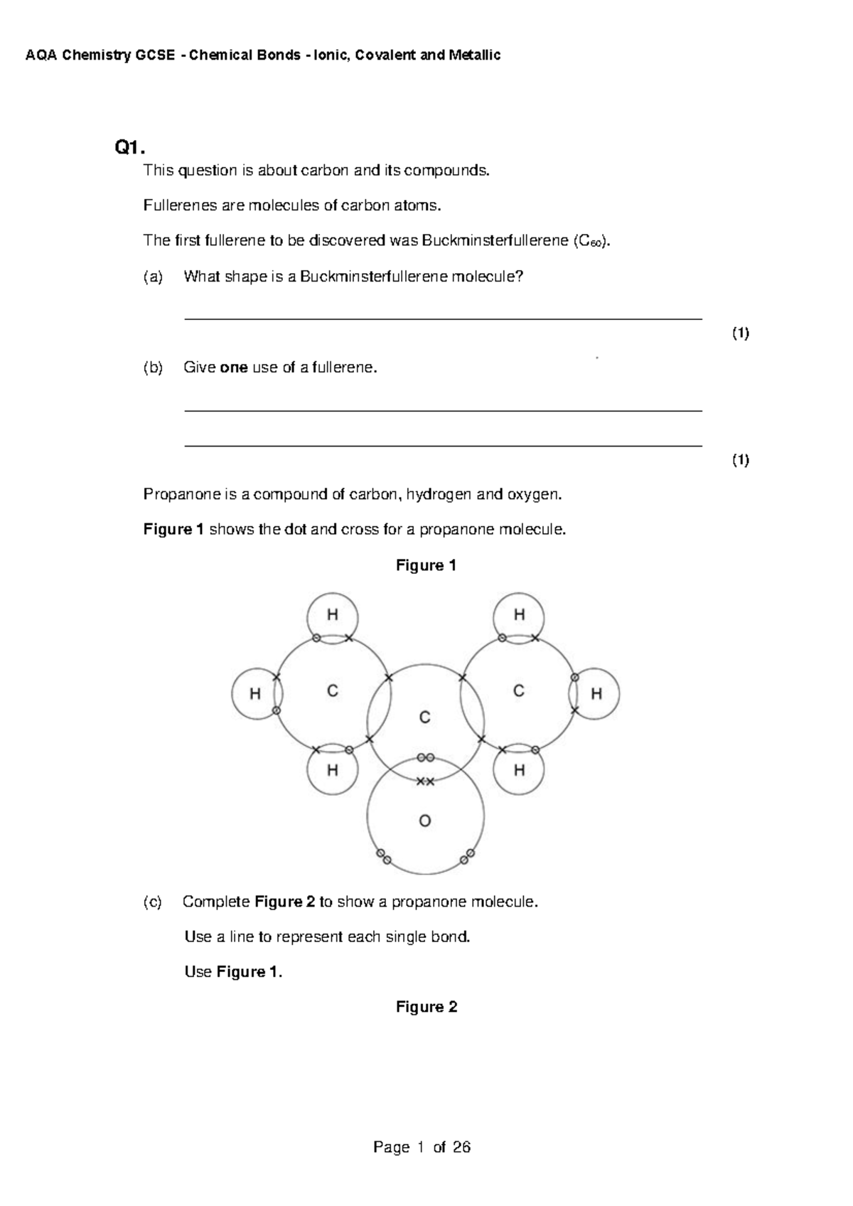 AQA Chemistry GCSE Chemical Bonds - Ionic, Covalent & Metallic QP 2 ...
