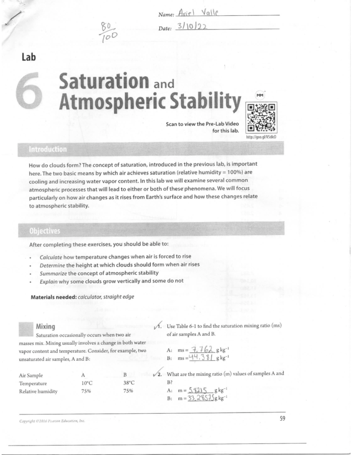 PGEOG LAB 6 - Saturation and Atmospheric Stability Analysis - Studocu