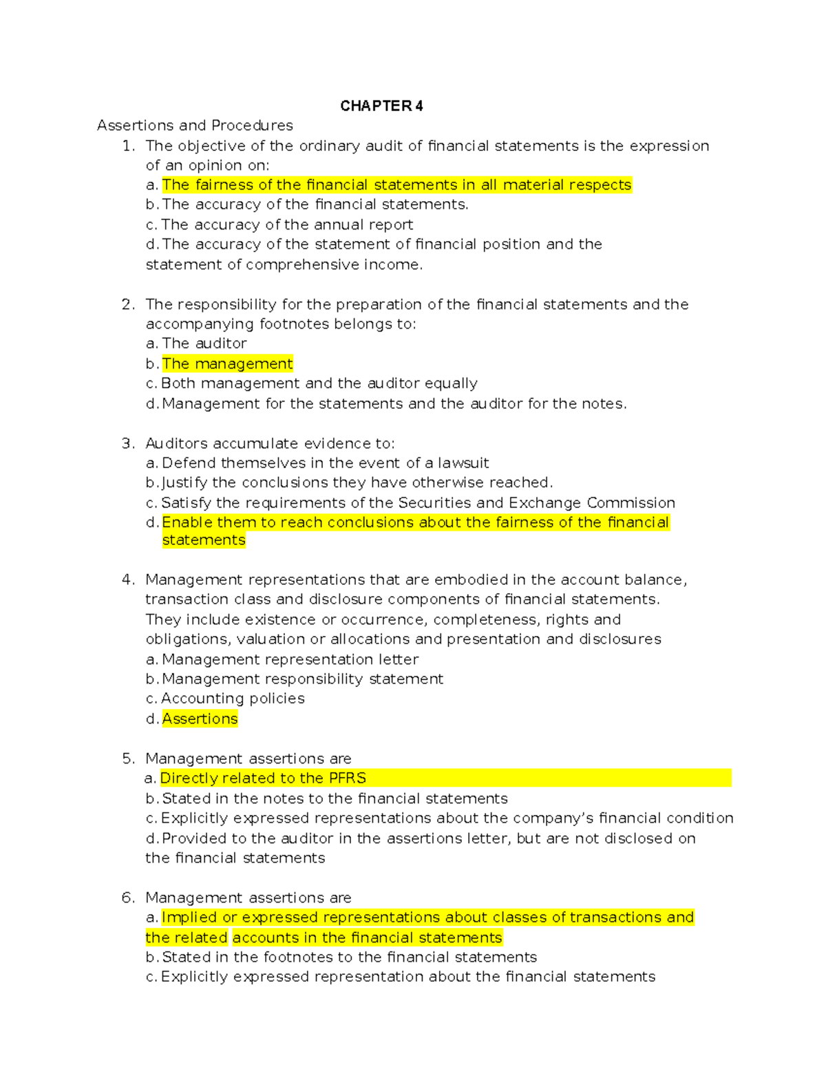671770435 Auditing Theory Chapter 4: Assertions and Procedures - Studocu