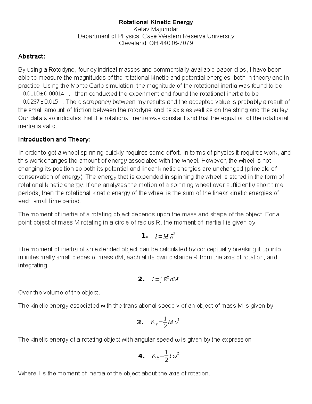 Practical - rotational kinetic energy - Rotational Kinetic Energy Ketav ...