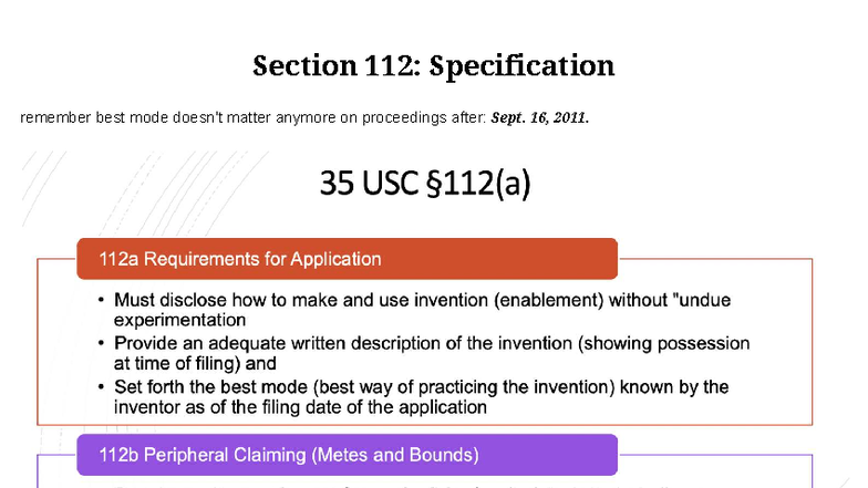 Patent Law 112: Enablement, Written Description, and Best Mode ...