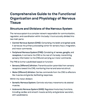 Nervous System - Study Notes & Assignments - Studocu