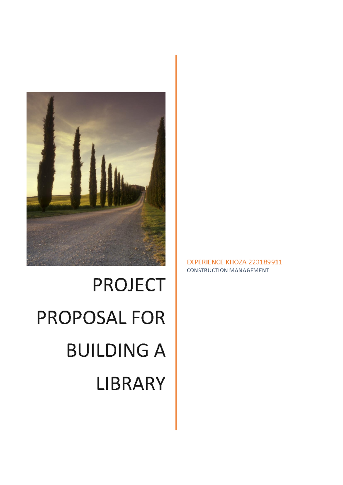 CPM 223189911: Project Proposal for Building a Library - Studocu