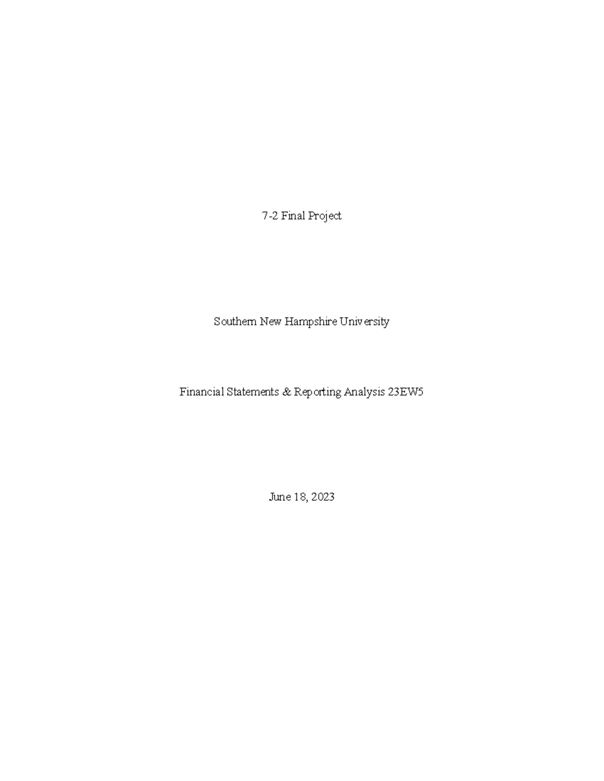 7-2 Final Project - 7-2 Final Project Southern New Hampshire University ...