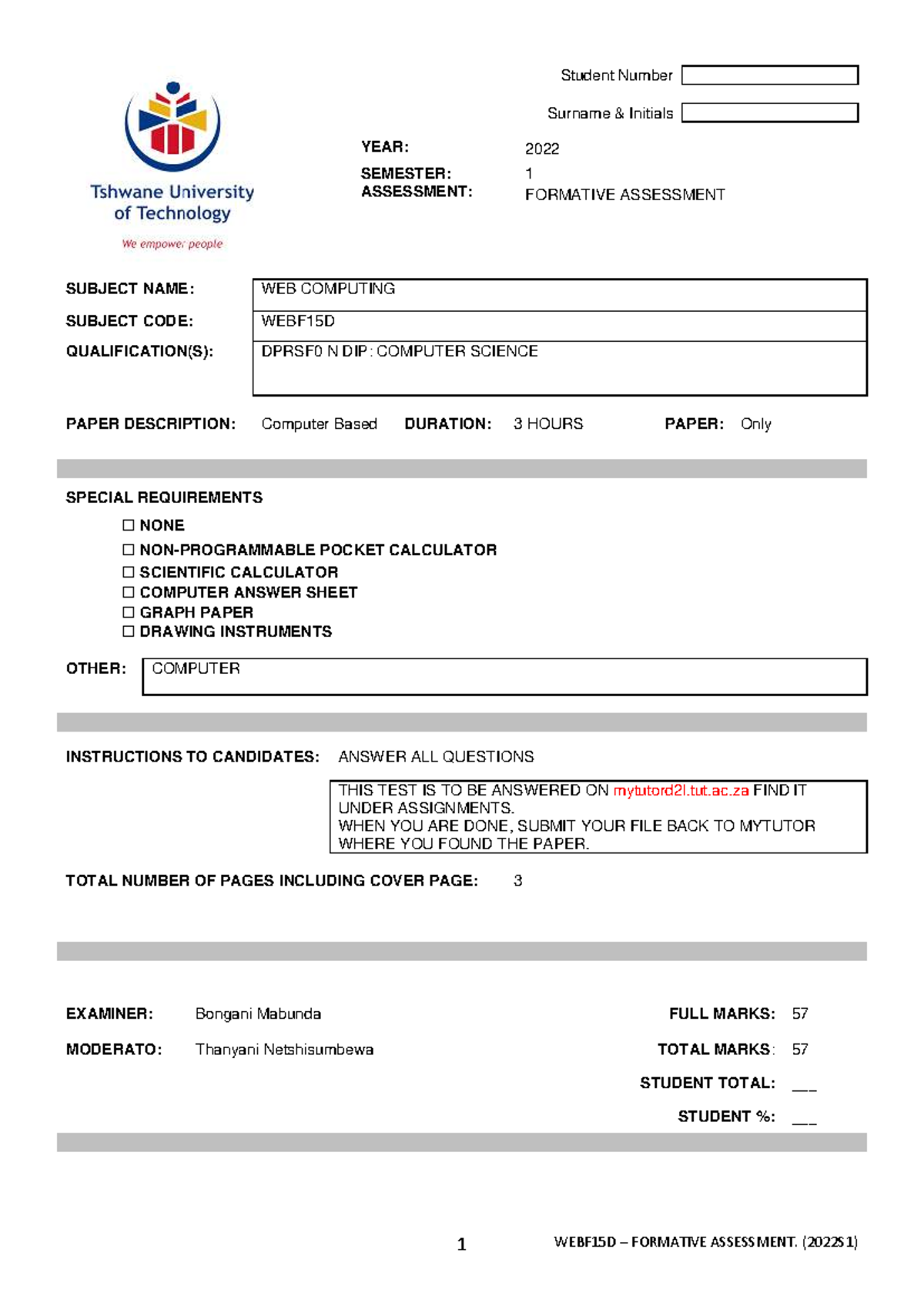 WEBF15D - Formative Assessment 2022S1: Web Computing Overview - Studocu