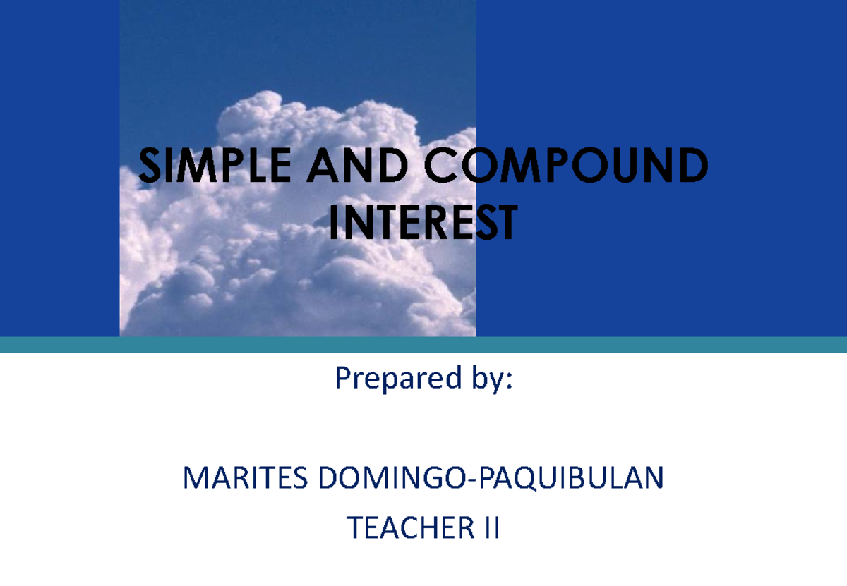 Gen Math Q2 W1-2: Understanding Simple and Compound Interest - Studocu