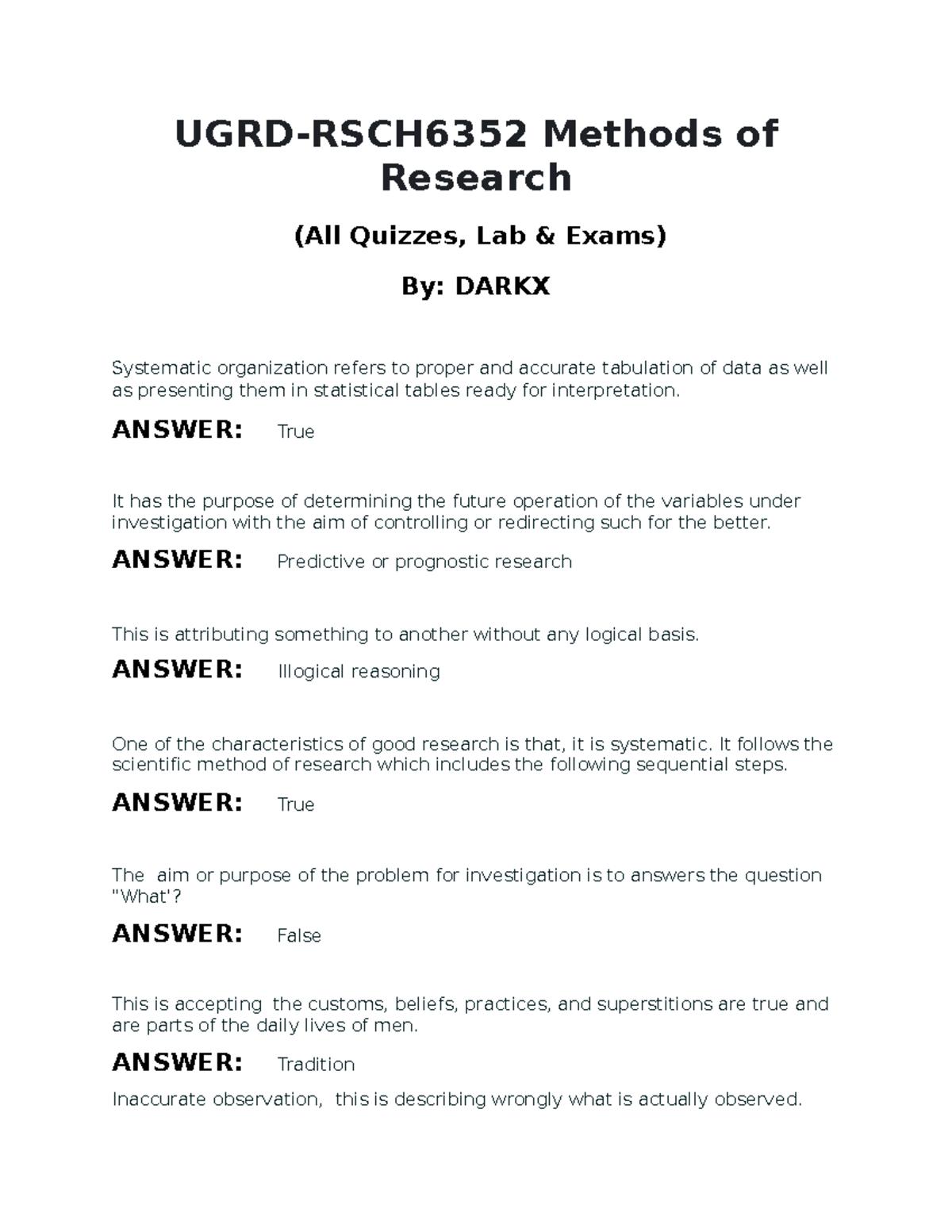 UGRD-RSCH6352-Methods-of-Research-All-Quiz-Answers-and-Notes - Studocu