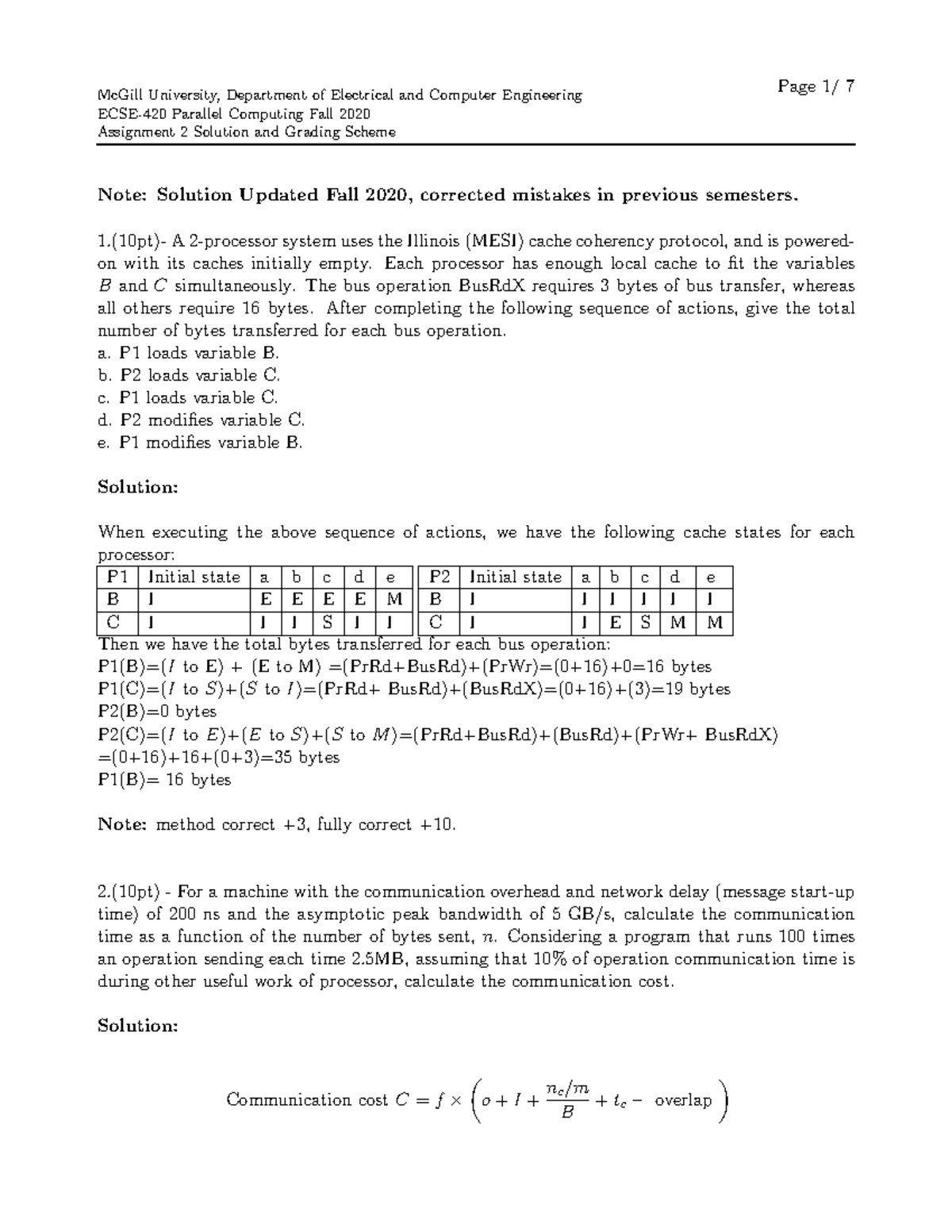 Assignment 2 solution Fall2020 - Ecse 420 - McGill - Studocu