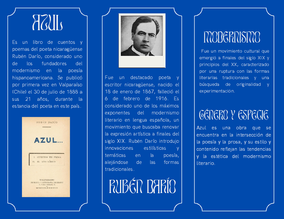 Análisis y Resumen de "Azul" de Rubén Darío - Literatura (LIT 101 ...