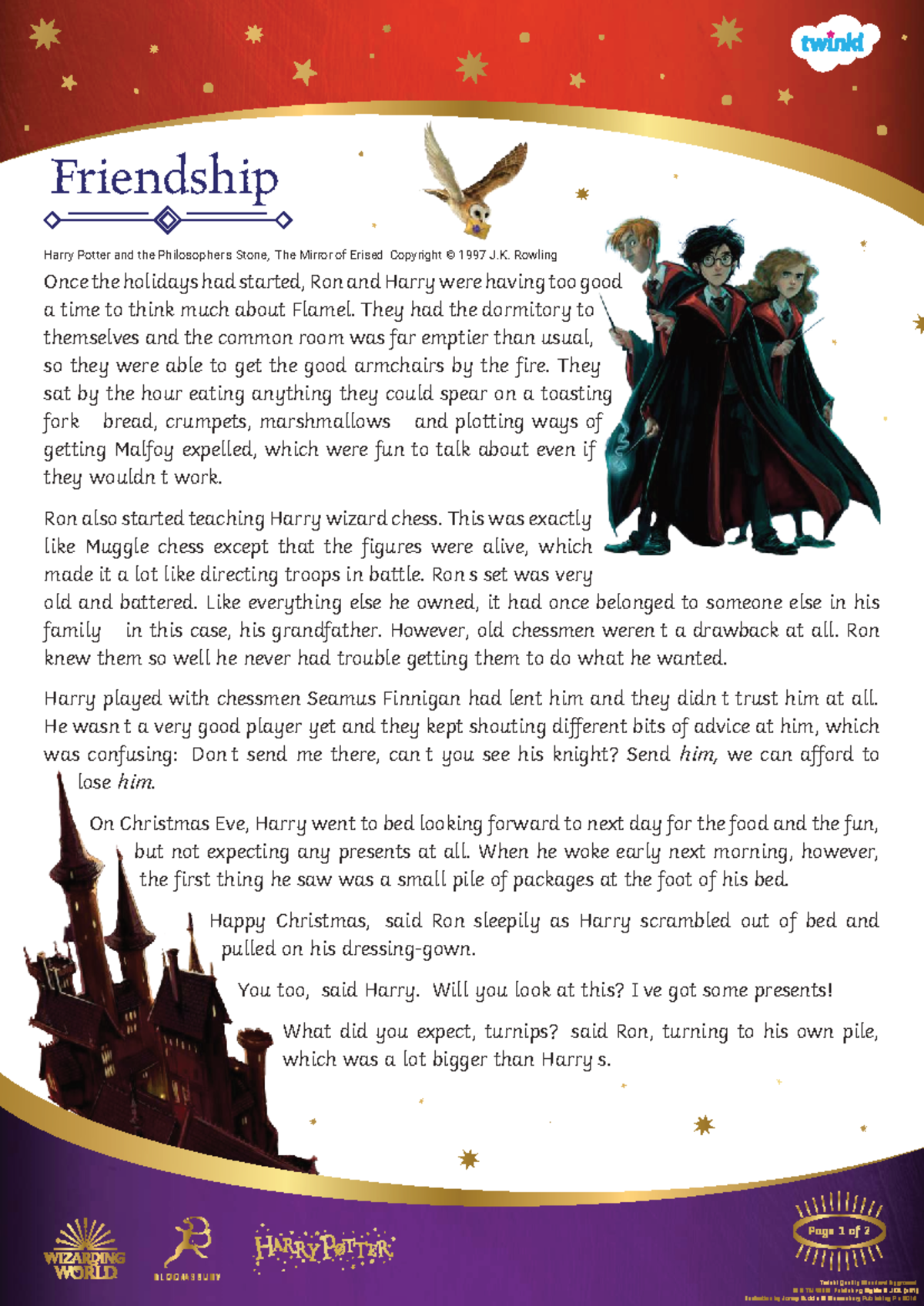 Harry Potter and the Philosopher's Stone: Friendship Comprehension ...