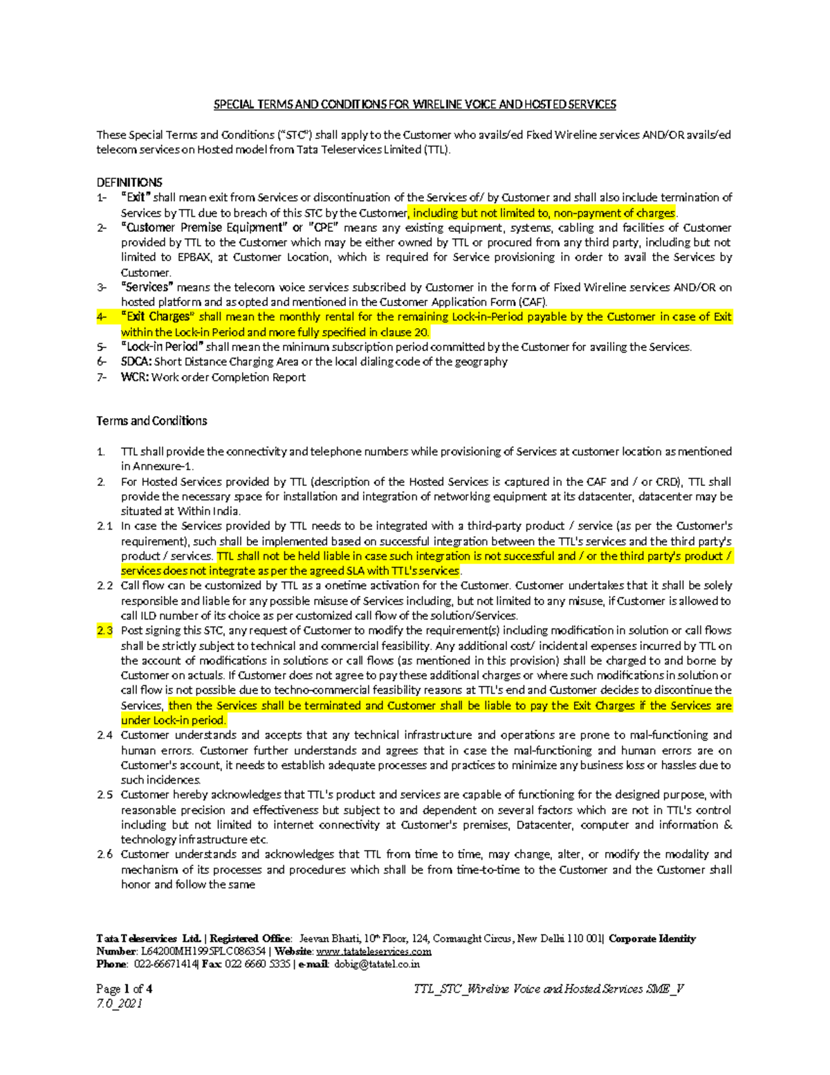 Special Terms & Conditions for Fixed Voice and Cloud Telephony STC V7 ...