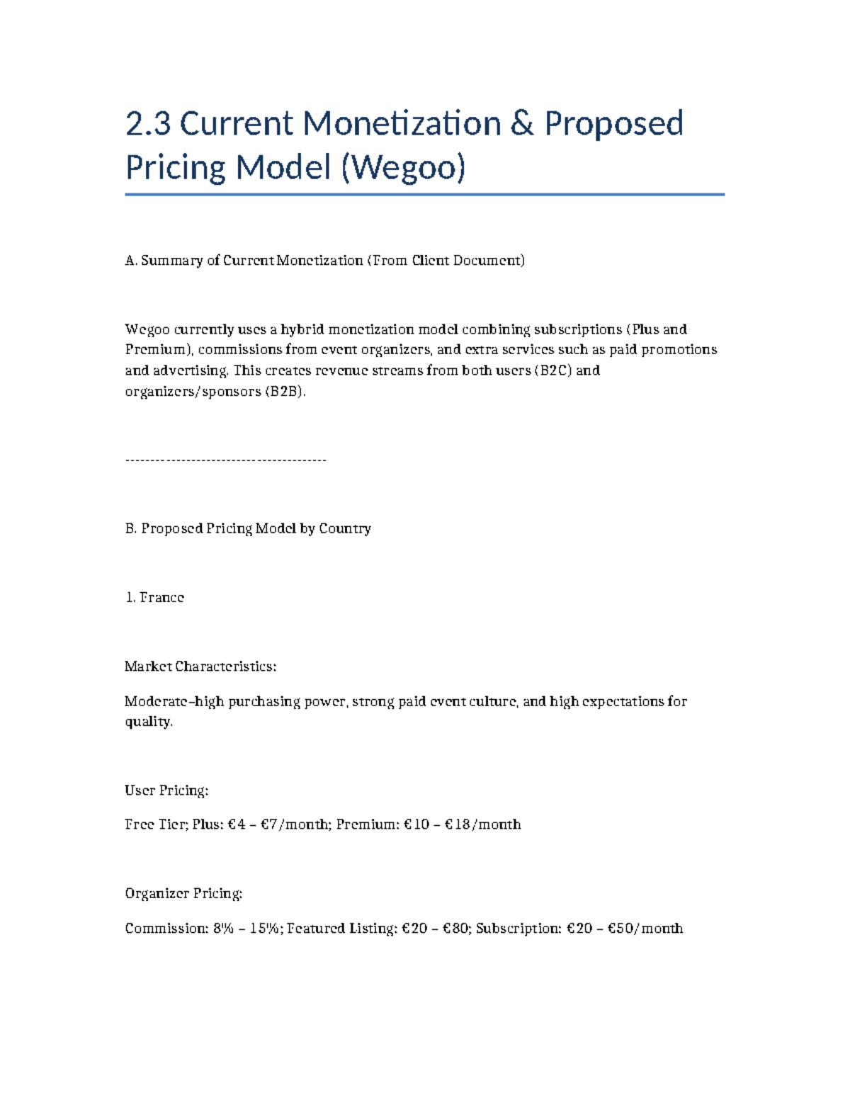 Wegoo Pricing Model Analysis: Current & Proposed Strategies - Studocu