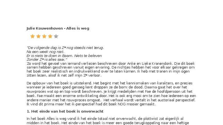Recensie van "Alles is weg" door Julie Kouwenhoven - Boekreview ...