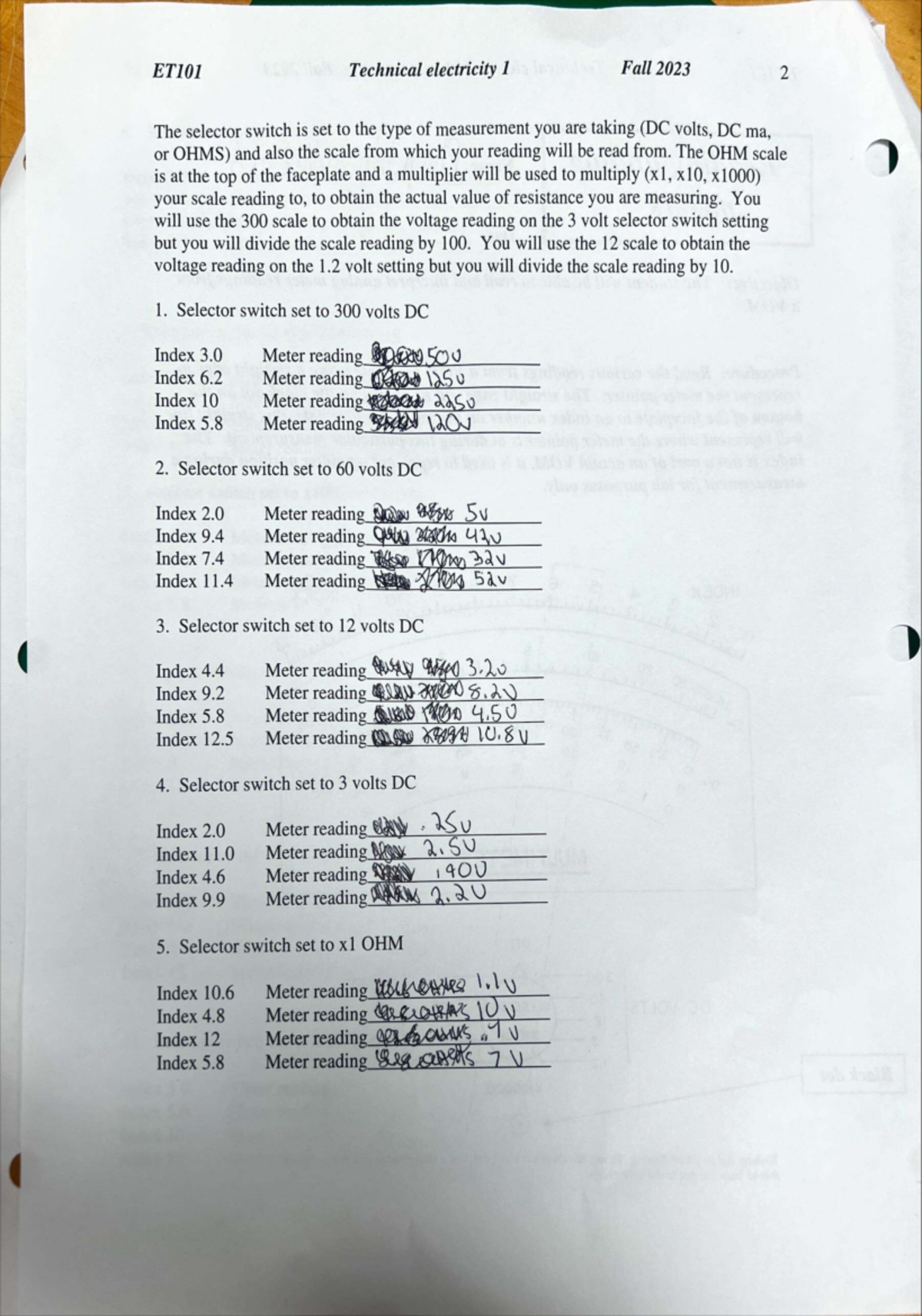 ET101 Lab 2 - Measurement Techniques in Technical Electricity - Studocu