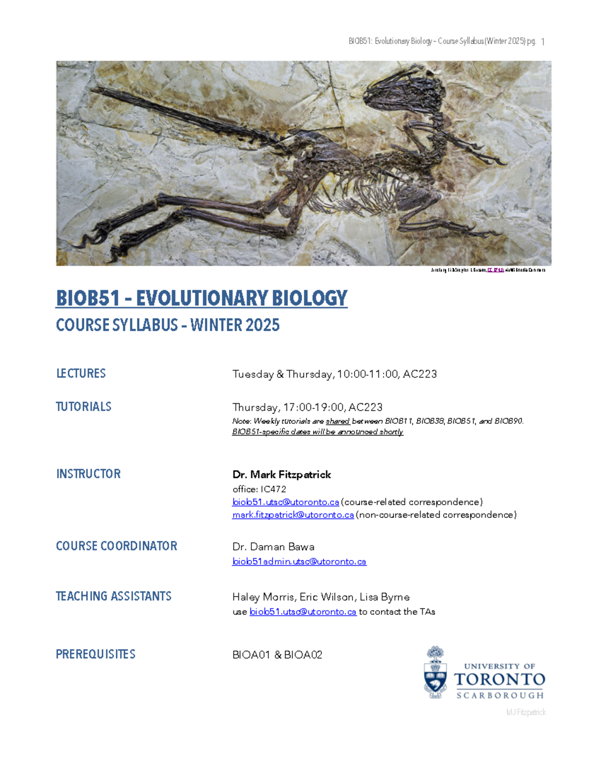 BIOB51 Syllabus: Evolutionary Biology Winter 2025 Course Guide - Studocu