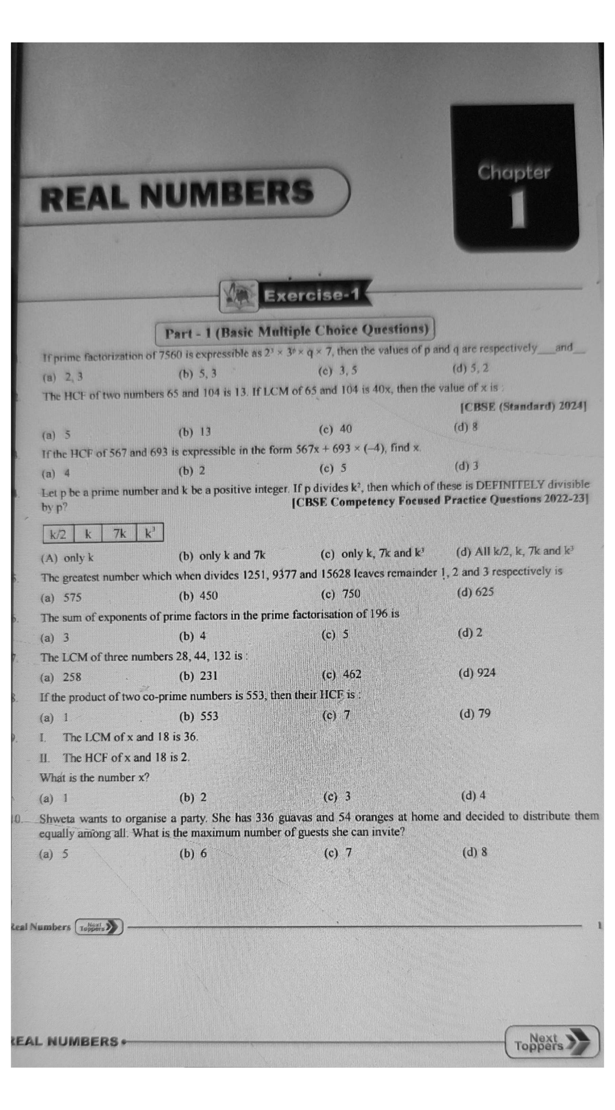 1f Prime Factorization & LCM/HCF Problems (Standard) 2024 - Studocu