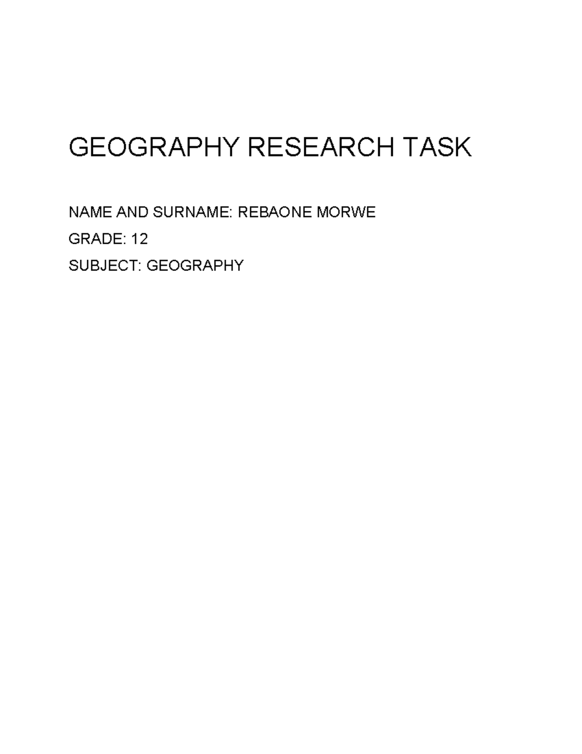 GEOG 12: Causes & Impacts of Depopulation in South Africa - Studocu