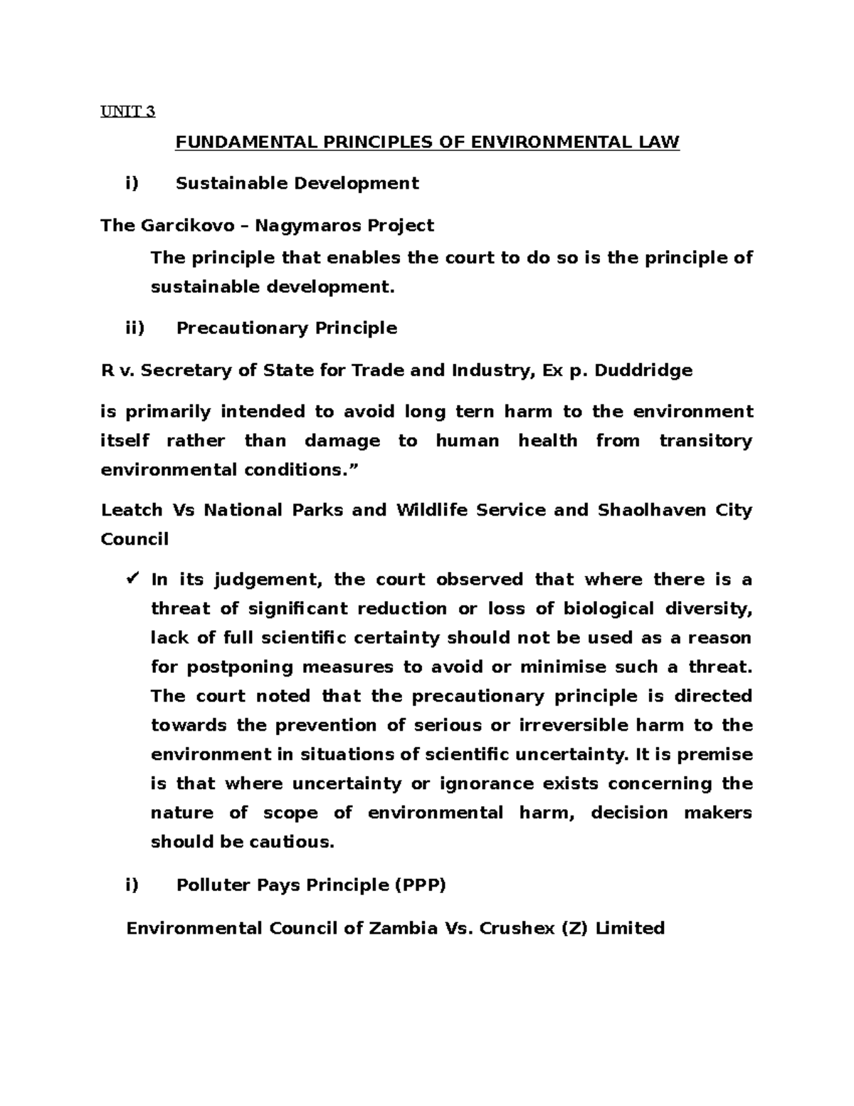 Environmental Law Case Studies: Key Principles and Judgments - Studocu